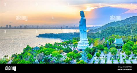 Aerial View Of Ling Ung Pagoda Son Tra Peninsula Da Nang Vietnam