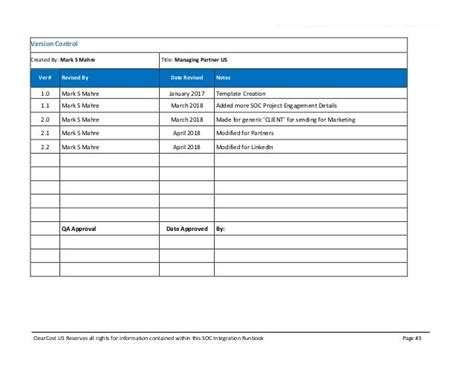 Soc Certification Runbook Template