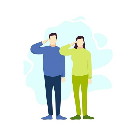 Man And Woman Salute Respect Gesture People Character Vector