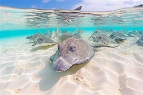 Premium Photo Stingray And Many Fish Under The Ocean