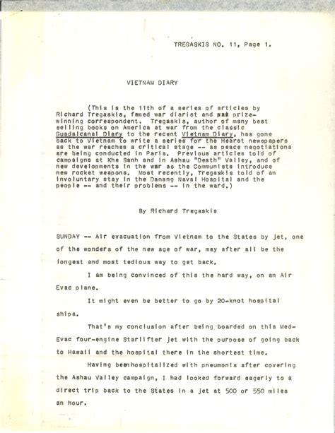 Vietnam Diary No 11 By Richard Tregaskis Wyoming History Day