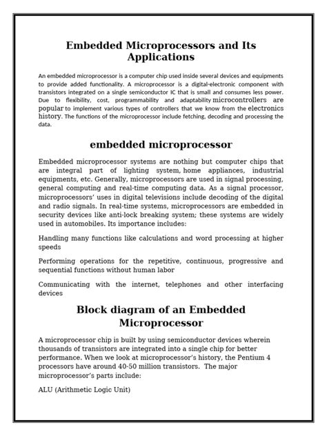 Embedded Microprocessors And Its Applications Pdf Microcontroller Central Processing Unit