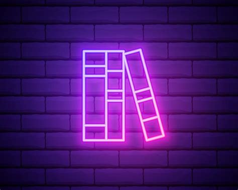 Books On Shelf Neon Sign Night Bright Advertisement 3429327 Vector Art