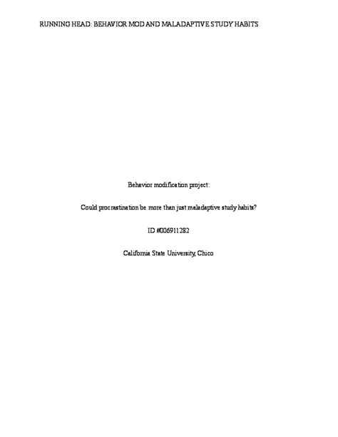 Pdf Behavior Modification Project Could Procrastination Be More Than
