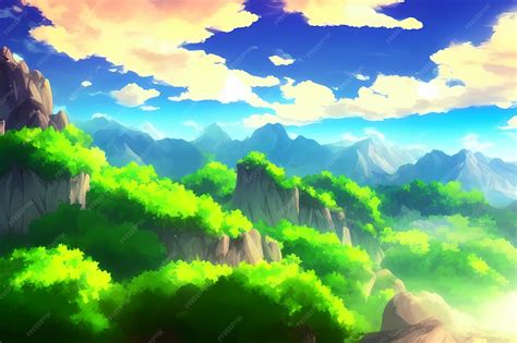 Ilustración De Pintura Digital De Escena De Paisaje Con Hermosa