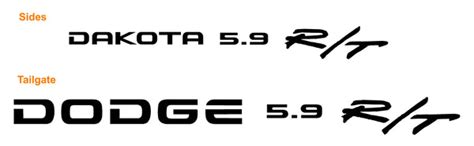 Dodge Dakota 59 Rt Side And Tailgate Decals 2247 Car Pretty Inc