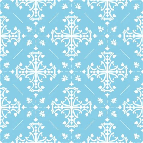 Premium Photo White Ornamental Cross Pattern On Light Blue Background