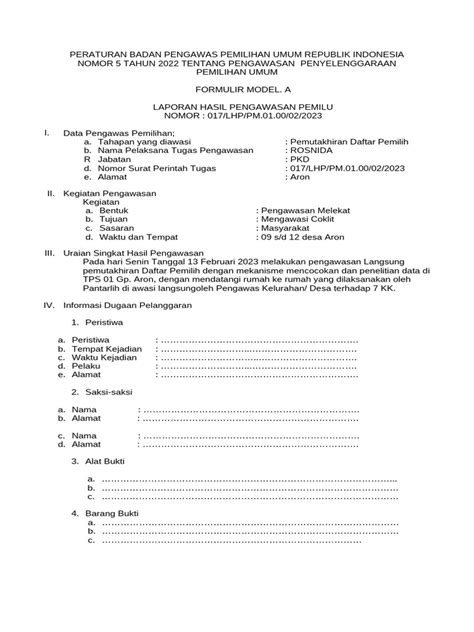 Pengawasan Pemutakhiran Daftar Pemilih 2023 Pdf