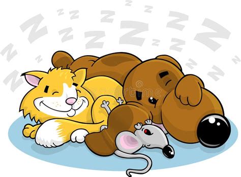 Mus För Tecknad Filmkatthund Vektor Illustrationer Illustration Av Katt Vaket 18749284