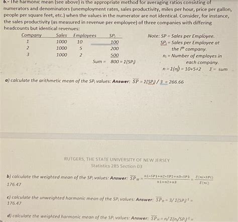 Solved 6 The Harmonic Mean See Above Is The Appropriate Chegg