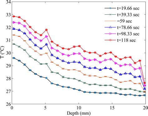 Experimental Temperature Distribution In The Sample Along The Depth At Download Scientific