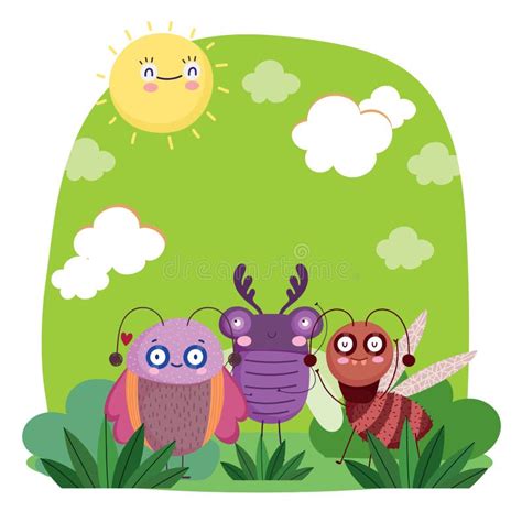 Grass And Bugs Side Borders Illustration Stock Image Illustration Of