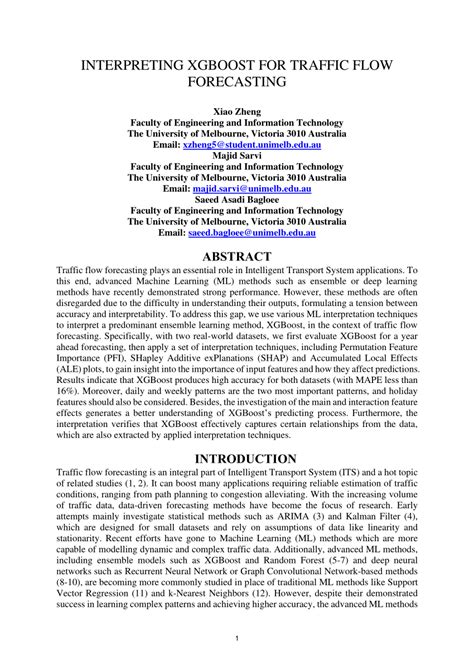 Pdf Interpreting Xgboost For Traffic Flow Forecasting