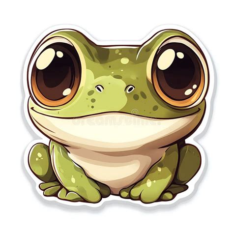 Cute Kawaii Chibi Frog Sticker Design Stock Illustration Illustration