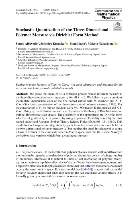 Pdf Stochastic Quantization Of The Three Dimensional Polymer Measure