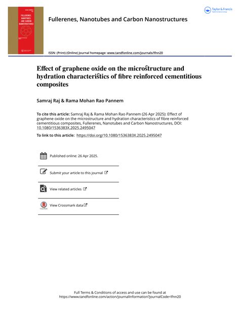 Pdf Effect Of Graphene Oxide On The Microstructure And Hydration Characteristics Of Fibre