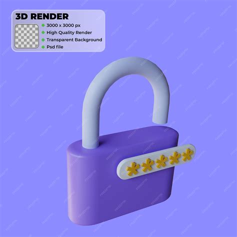 Premium Psd Minimal Lock With Hidden Password Symbol 3d Render