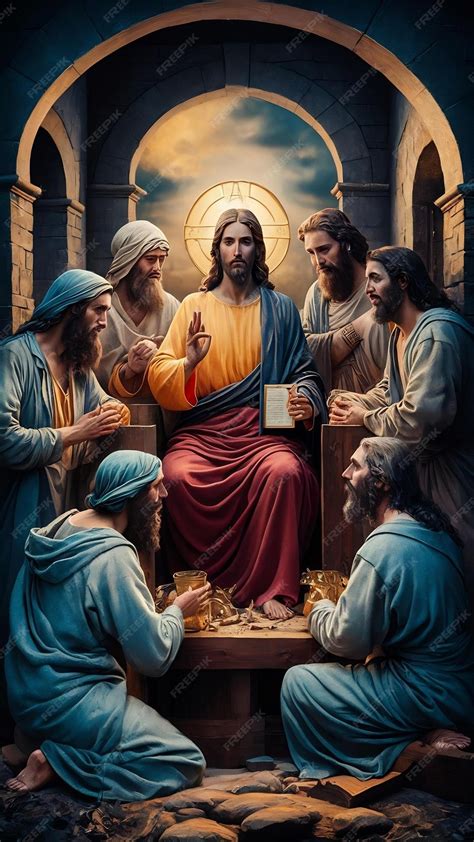 Digital Artwork Depicting A Christian Biblical Scene With Jesus Christ