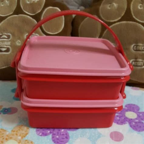 Tupperware Small Goodies Box With Carrolier 790 Ml Blue 2 Pcs Or Red