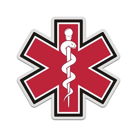 Star Of Life Red Sticker Decal Emt Paramedic Ems First Responder