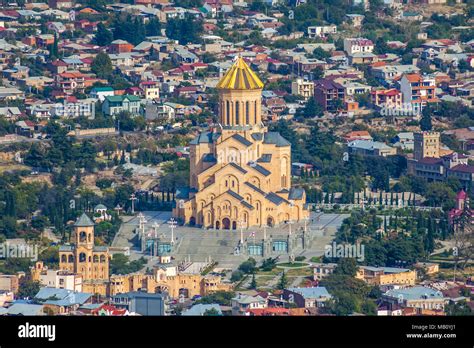Top View Of Sameba Or Holy Trinity Cathedral Of Tbilisi The Main