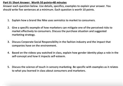solved part iii short answer worth 50 points 40 minutes