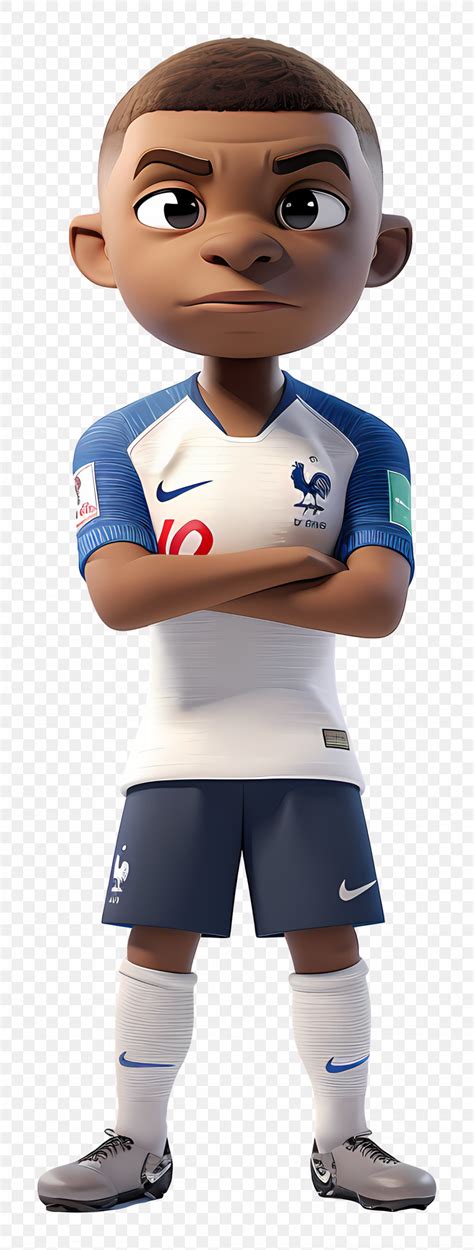 Kylian Mbappe Animated Soccer Player In Uniform Png 1564x4128px