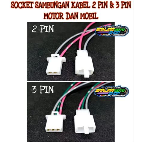Jual Soket Sambungan Kabel 2 Pin Dan 3 Pin Motor Dan Mobil Male