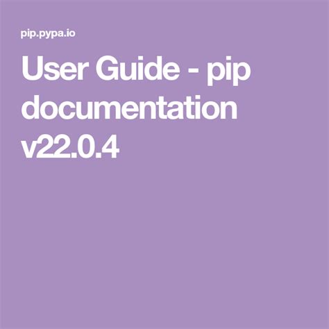 User Guide Pip Documentation V240