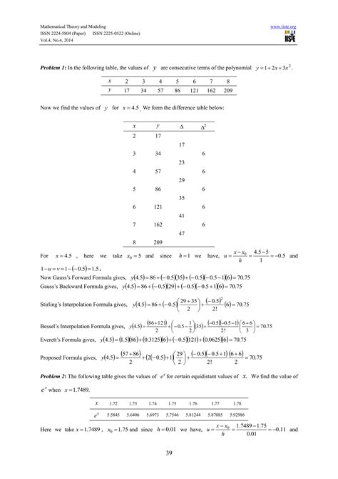 A New Proposed Formula For Interpolation And Comparison Pdf