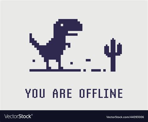 No Internet Connection Pixel Dinosaur Offline Art Vector Image
