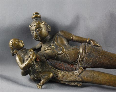 19th C Brass Betel Nutcracker Figural Radha And Krishna Westwillow