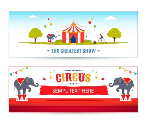 Premium Vector Cartoon Circus Header Set Vector Circus Park