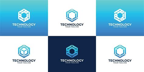 Set Of Creative Technology Hexagon Shape Logo Design 36160240 Vector