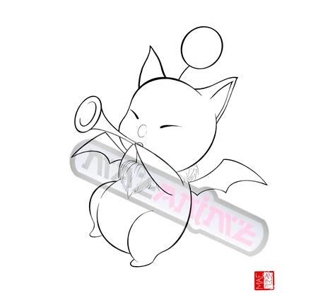 Moogle Final Fantasy Xiv Printable Png Coloring Page Download Etsy
