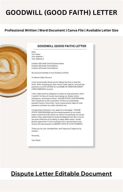 Goodwill Good Faith Letter Etsy