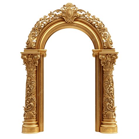 Elegant Golden Doorway Archway White Background Elegant Golden Doorway