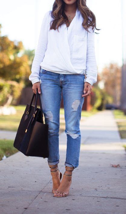 Classic White Shirt Jeans White Shirt And Jeans Fall Wardrobe