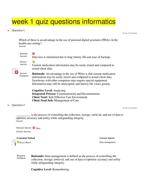 Keiser University Nursing Informatics Nur4870 Week 1 Quiz Questions