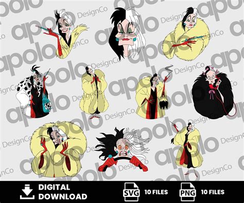 Clipart Villains Svg Cruella Svg Cruella De Vill Svg Dalmatians Svg Love Svg Movie Svg