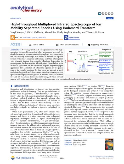 Pdf High Throughput Multiplexed Infrared Spectroscopy Of Ion Mobility Separated Species Using