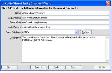 setting up a virtual entity using the wizard aptify support