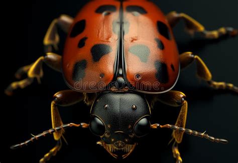 Colorful Beetle Eats Green Leaves Closeup Leptinotarsa Stock