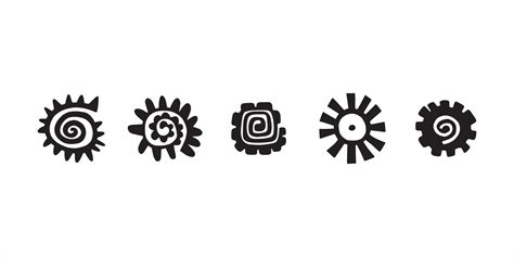 Set Of Abstract Sun Symbols Hand Drawn Picture Of Primitive Tribes