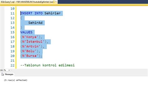 Sql Serverda Tek Sorgu C Mlesi Ile Birden Fazla Sat R Tabloya Eklemek Sql Server E Itimleri