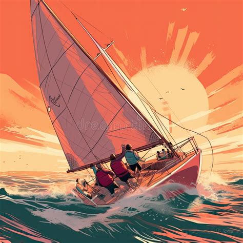 Sailing Sports Illustration Made With Generative Ai Tools Stock