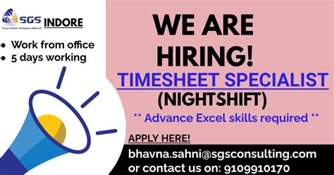 Richa Ghune On Linkedin Hiring Timesheetspecialist Indore Freshers Experienced Applying