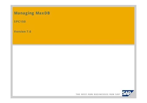 Managing MaxDB SAP MaxDB