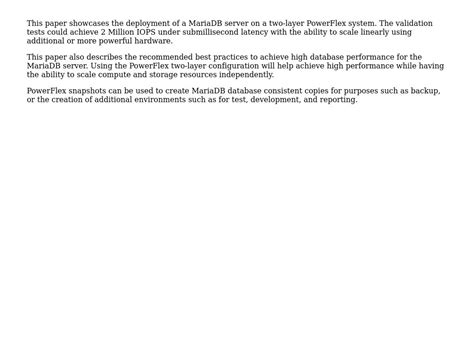 summary deploying mariadb server on dell powerflex dell