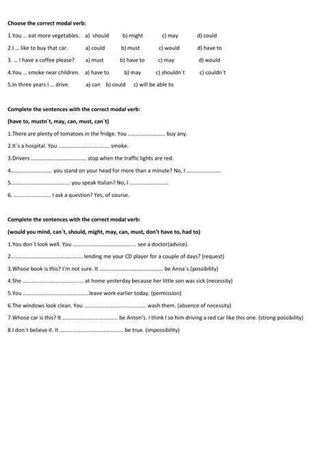 Modal Verbs Interactive Worksheet For 11 Live Worksheets